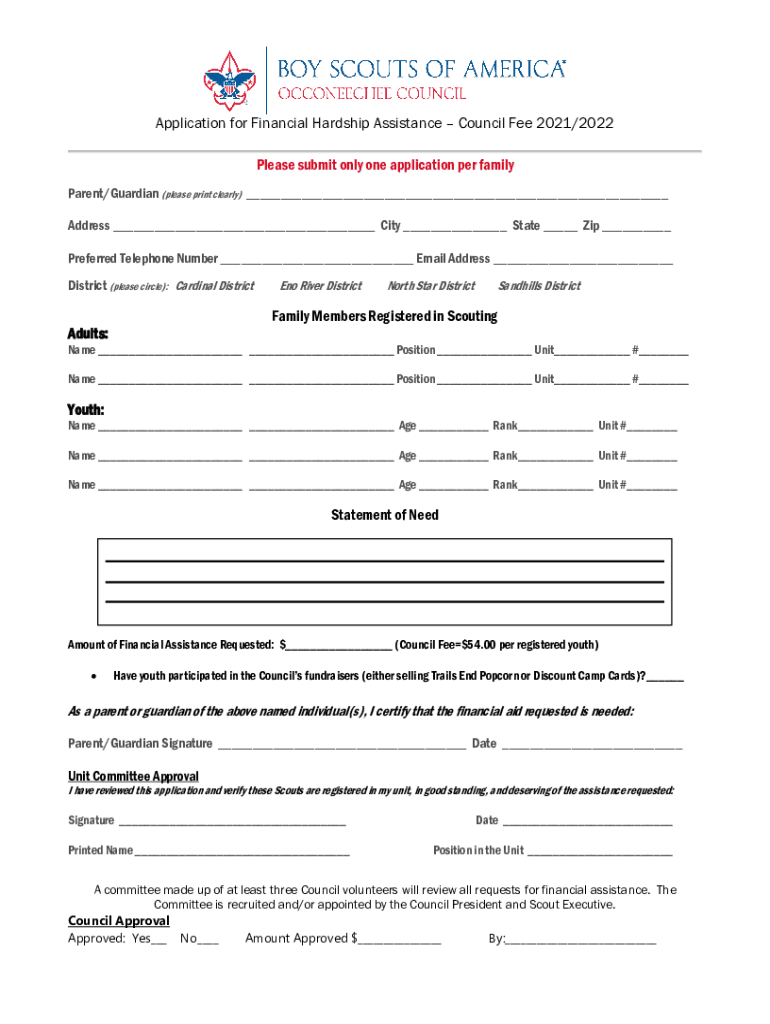 Fillable Online Family Members Registered in Scouting Adults: Statement of ... Fax Email Print ...