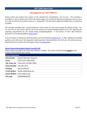 Fillable Online 2017 SARC Input Form - central.agendaonline.net Fax Email Print - pdfFiller