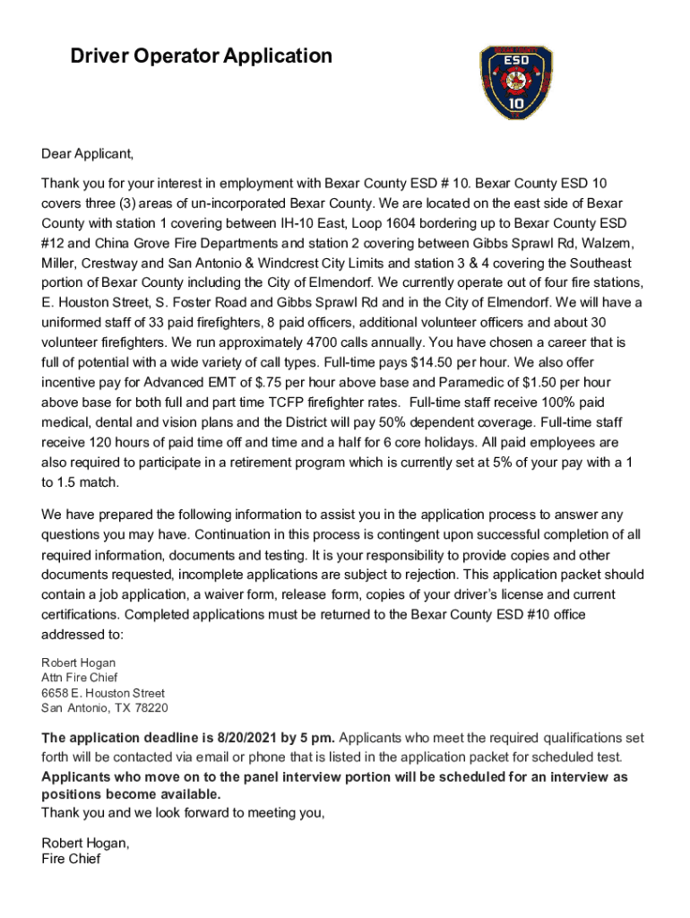 Fillable Online Bexar County ESD FAO Application 8-6-21 Fax Email Print ...