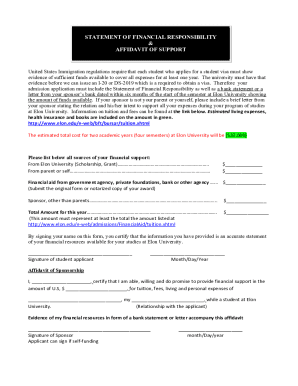 Fillable Online Statement of financial responsibility form" Keyword ...