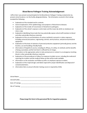 Fillable Online Bloodborne Pathogen TrainingBloodborne Pathogens ...