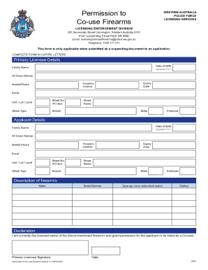 Fillable Online Permission To Co-Use Firearm/s Form - Western Australia ...