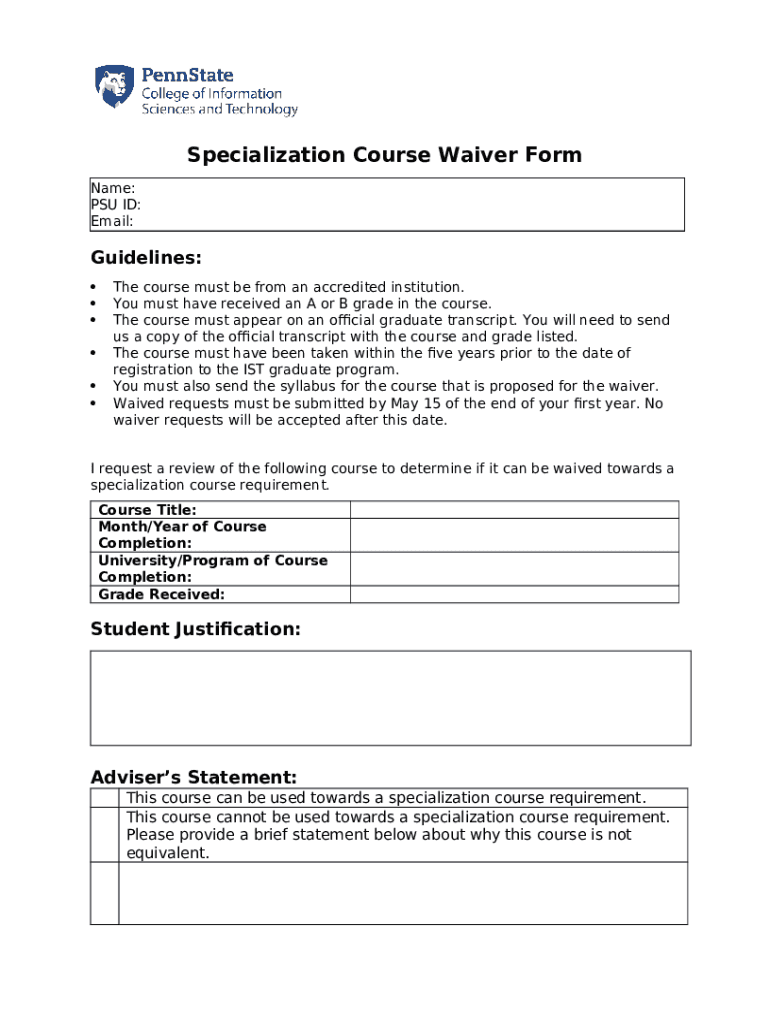 ist.psu.eduspecialization-course-waiverSpecialization Course Waiver ...