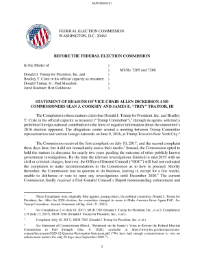 Fillable Online Statement of Reasons, MUR 7265 Fax Email Print - pdfFiller