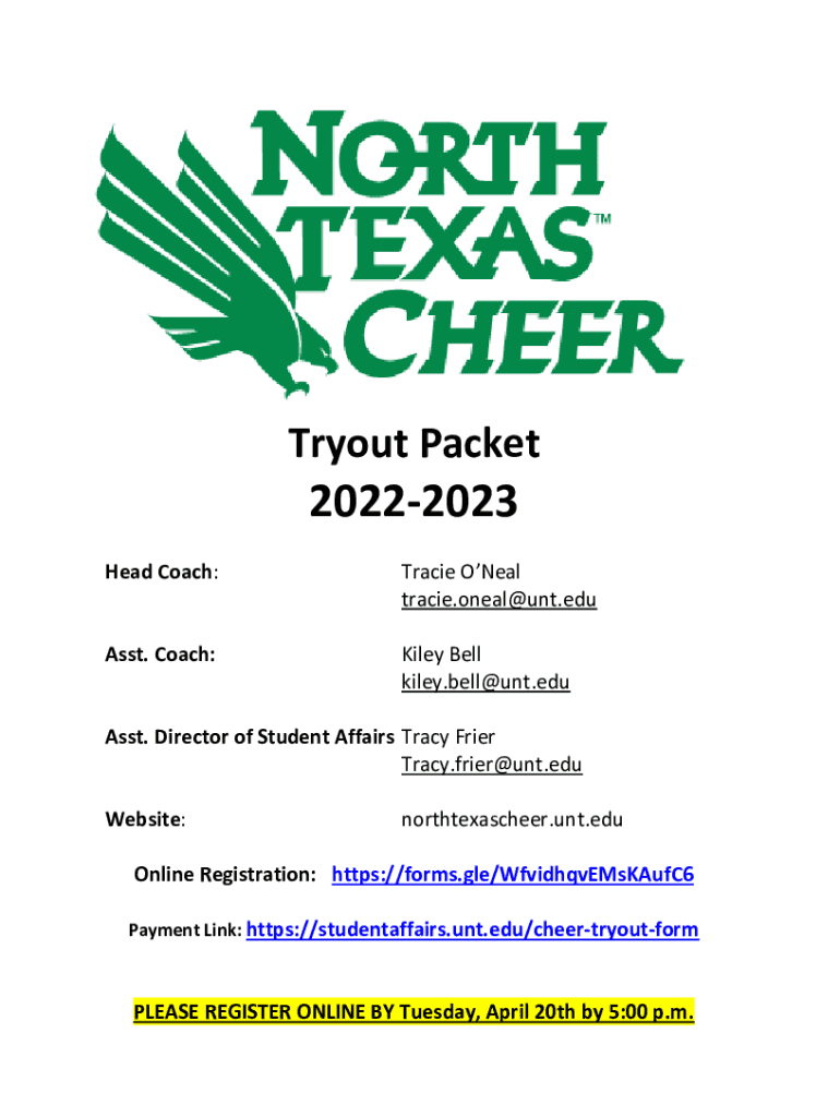 Fillable Online studentaffairs unt Coaches - University of North Texas Fax Email Print - pdfFiller