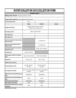 Fillable Online Water Evaluation Data Collection Form for Landscape ...