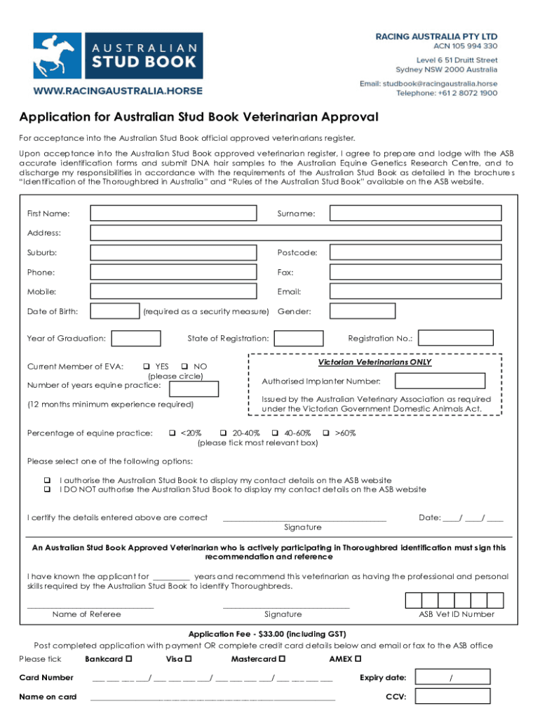 Fillable Online studbook.org.auPDFsStatutory DeclarationVETERINARIANS ...