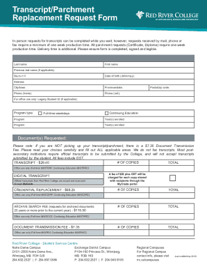 Fillable Online www.rrc.ca08Transcript-Parchment-RequestTranscript ...