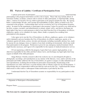 Fillable Online Participation Waiver Form Templates - WaiverForeverFREE ...