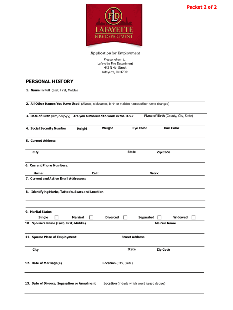 Fillable Online Information Package for Lafayette Fire Department ...