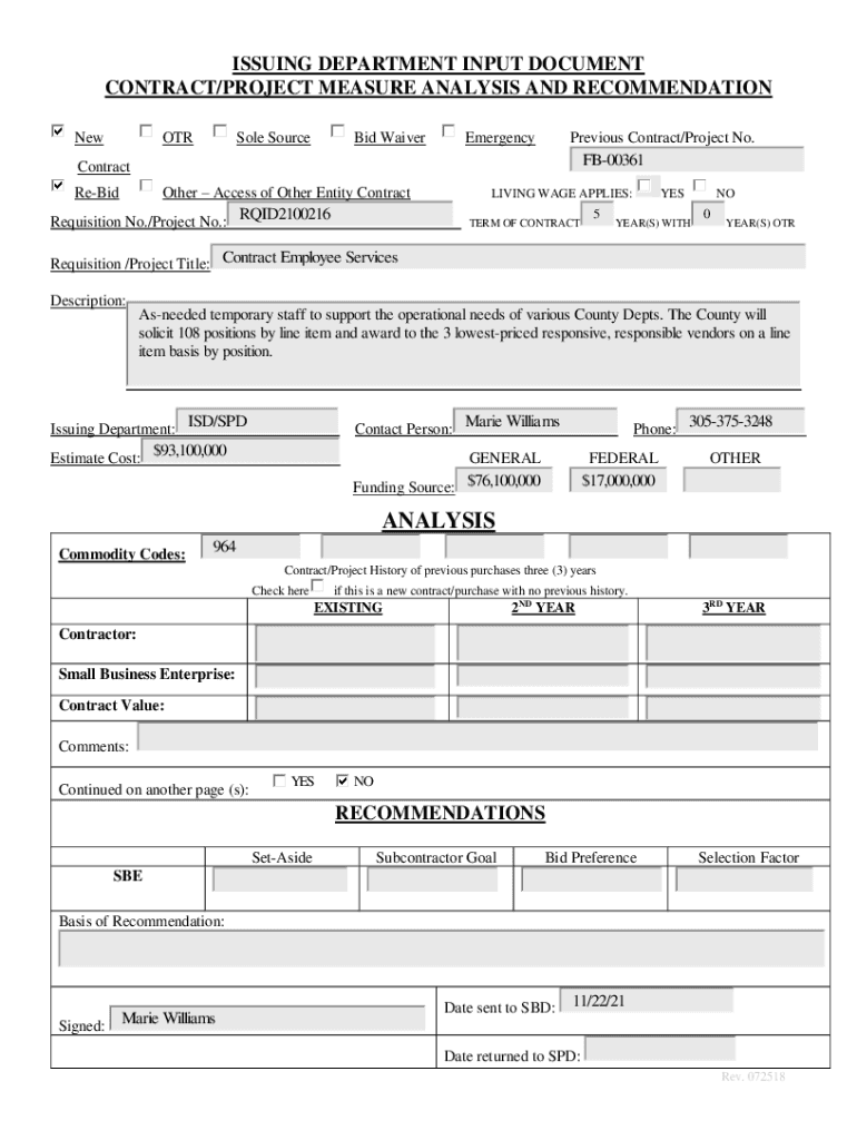 Fillable Online DEPARTMENTAL INPUT CONTRACT/PROJECT MEASURE .CONTRACT ... Fax Email Print ...