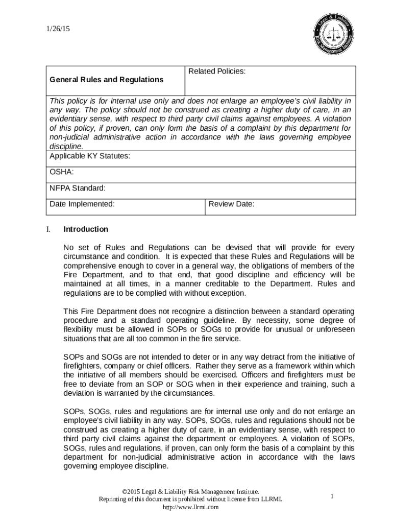 GENERAL RULES AND POLICIES Sample ClausesLaw Insider Doc Template ...
