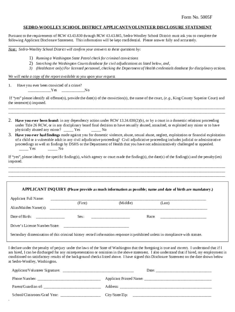 Sedro-Woolley School District- APPLICANT DISCLOSURE STATEMENT Doc ...