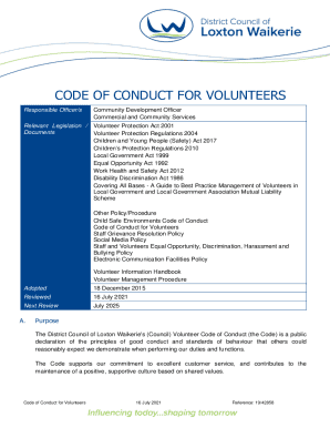 Fillable Online Code of Conduct for Volunteers, EDA Staff and Campaign ...