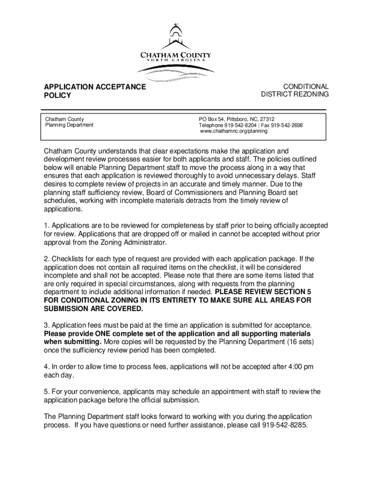 Fillable Online APPLICATION ACCEPTANCE CONDITIONAL POLICY DISTRICT ...
