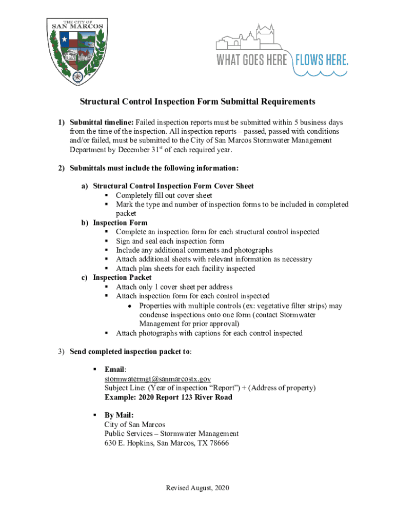 Fillable Online Structural Control Inspection Form Submittal ...