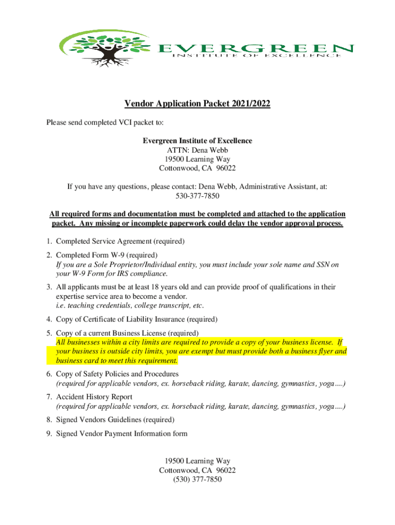 Fillable Online VENDOR APPLICATION AND PAPERWORK Fax Email Print ...