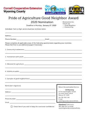 Fillable Online Good Neighbor Nomination Form Fax Email Print - pdfFiller