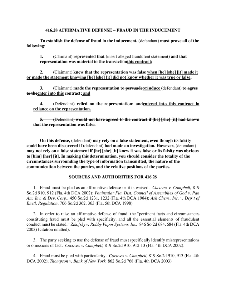 Fillable Online CACI No. 335. Affirmative Defense - Fraud ...