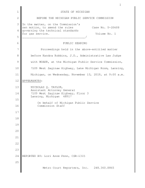 Fillable Online legislature mi 1 1 STATE OF MICHIGAN 2 BEFORE THE ...