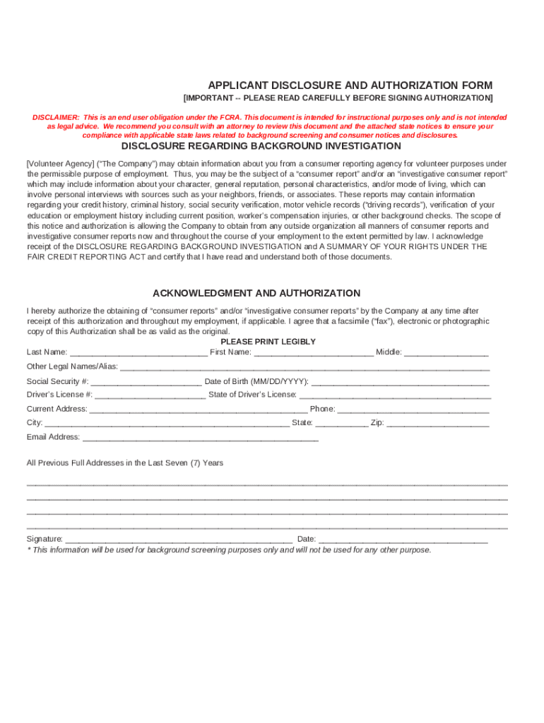 Employers Must Get Signed Consent and Authorization on a ... Doc ...