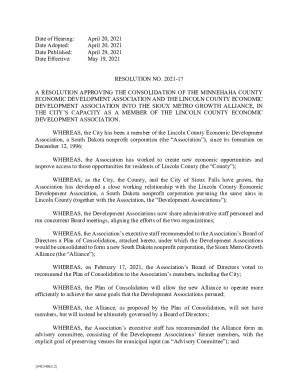 Fillable Online Form Resolution Approving Plan of Consolidation ...