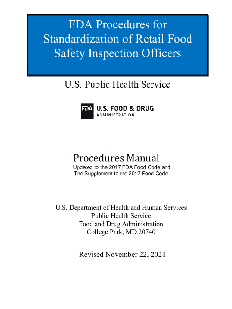 Fillable Online Standardization of Retail Food Safety Inspection ...