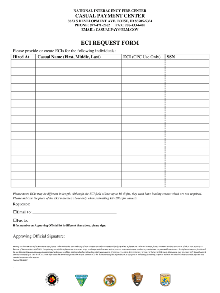 Fillable Online ECI Request Form Fax Email Print - pdfFiller