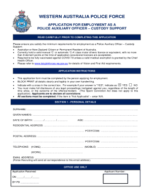 Fillable Online www.police.wa.gov.auContact-UsEmploymentEmployment Contact FormWestern Australia ...