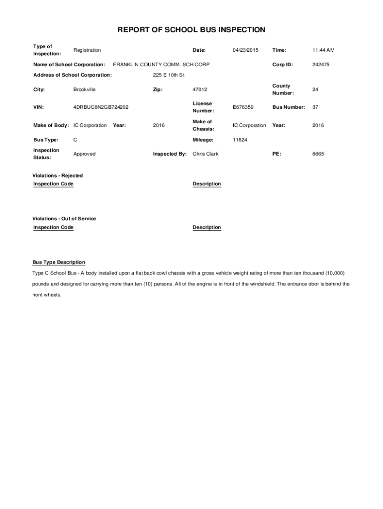 Fillable Online secure in Indiana State Police bus inspection results ...
