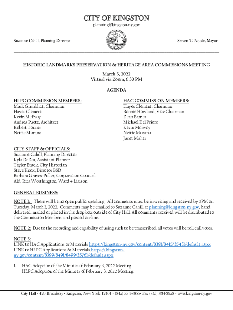 Fillable Online Suzanne Cahill - Planning Director - City of Kingston ...