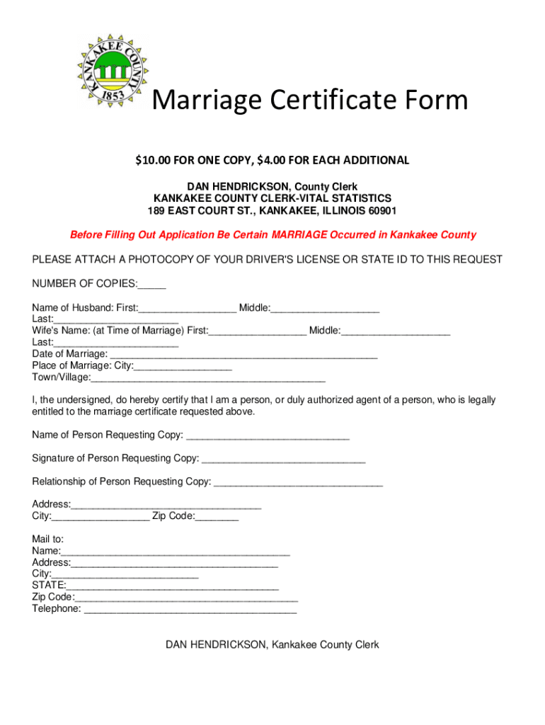 Fillable Online Marriage Certificate Form Fax Email Print - pdfFiller