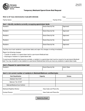 Fillable Online Form 3712, Temporary Medicaid Spend-Down Bed Request ...