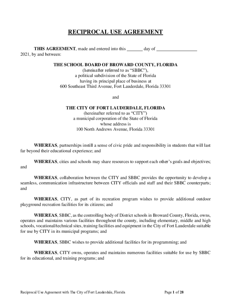 Fillable Online Reciprocal Use Agreement Sample ClausesLaw Insider Fax Email Print - pdfFiller