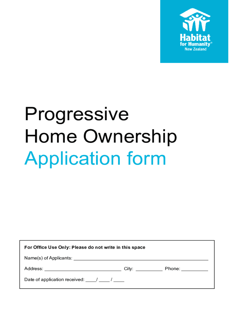 Fillable Online habitat org Progressive Home Ownership Application form ...