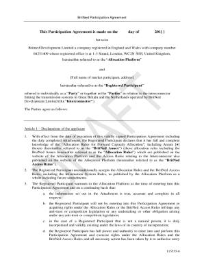 Fillable Online This Participation Agreement is made on the day of 201 Fax Email Print - pdfFiller