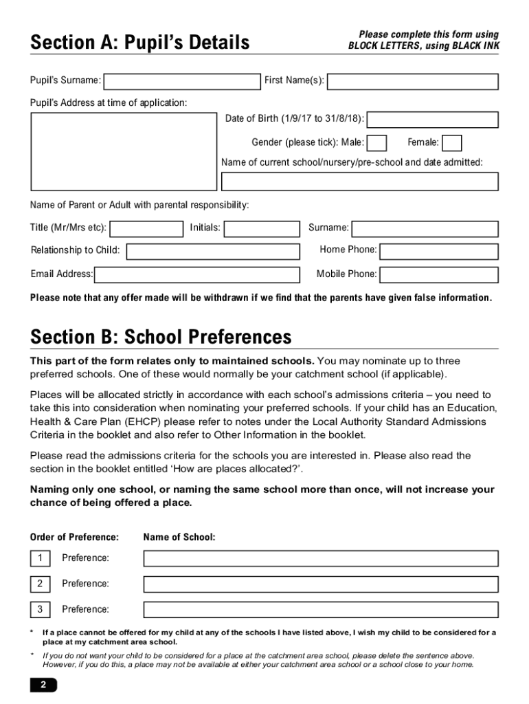 Fillable Online Starting School Application Form 2022 Fax Email Print ...