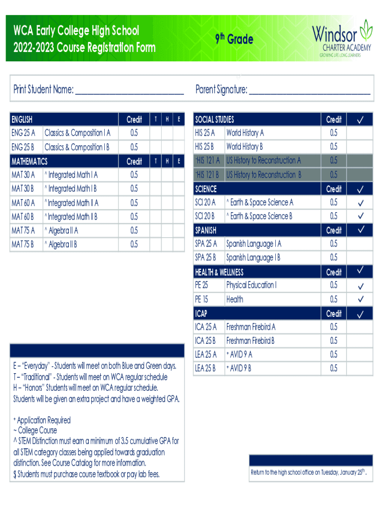 Fillable Online WCA College Acceptances Come Early and Often for Class ...