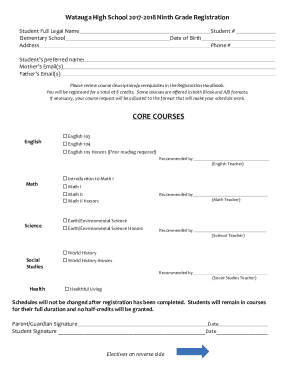 Fillable Online Registration form 9th grade first page Fax Email Print ...