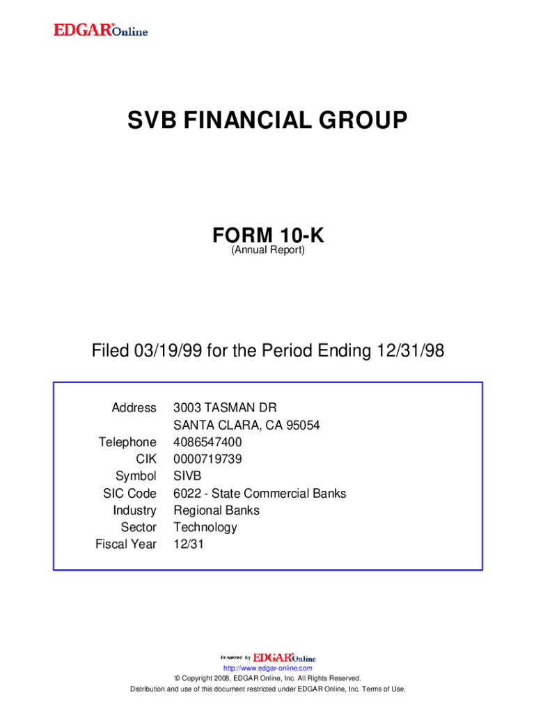 Fillable Online SVB FINANCIAL GROUP. FORM 10-K (Annual Report) Filed 03 ...