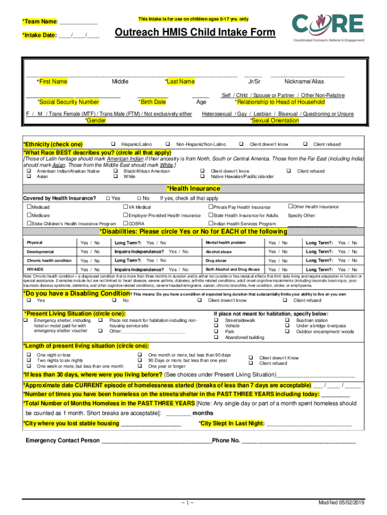 Fillable Online www.nj.govabouthmisVA SSVF RRH Intake Form: *Intake ...