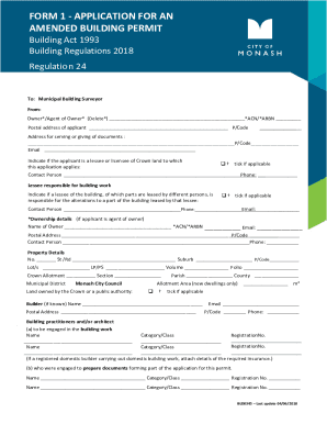 Fillable Online FORM 1 - APPLICATION FOR AN AMENDED BUILDING PERMIT Fax ...