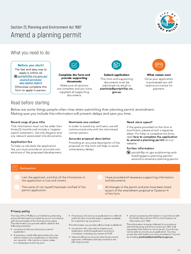 Fillable Online Request to Amend a current Planning Permit Application ...