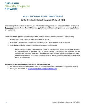 Fillable Online OhioHealth Clinically Integrated NetworkClinically ...