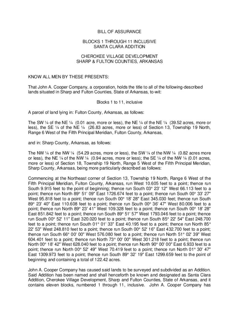 Fillable Online BILL OF ASSURANCE BLOCKS 1 THROUGH 8, INCLUSIVE Fax ...