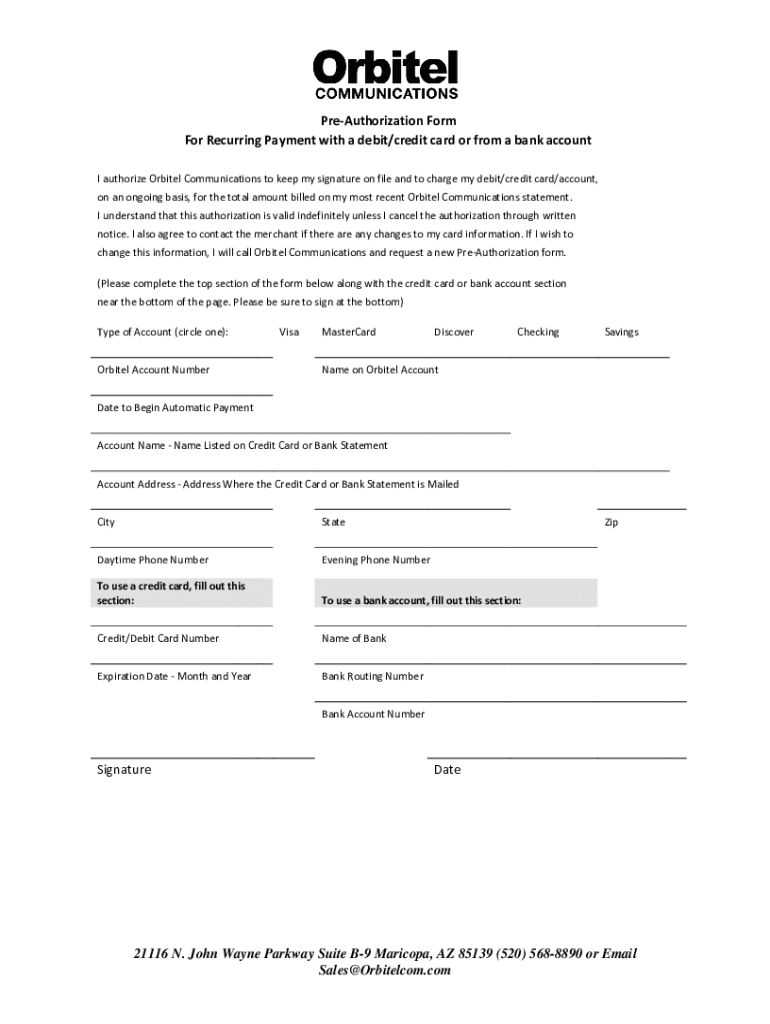 Fillable Online Credit Card Recurring Payment Authorization Form ...