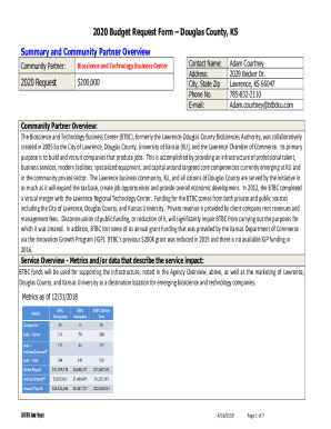 Fillable Online 2020 BTBC Budget Request Fax Email Print - pdfFiller