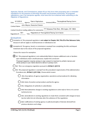 Fillable Online regulations delaware Section 5. Required Format for ...