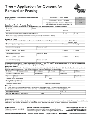 Fillable Online Tree Application for Consent for Removal or Pruning Fax ...