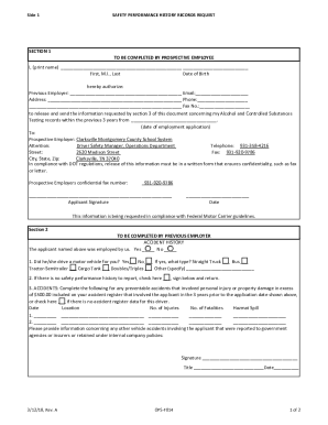 Fillable Online Safety Performance History Records Request - Fill ...